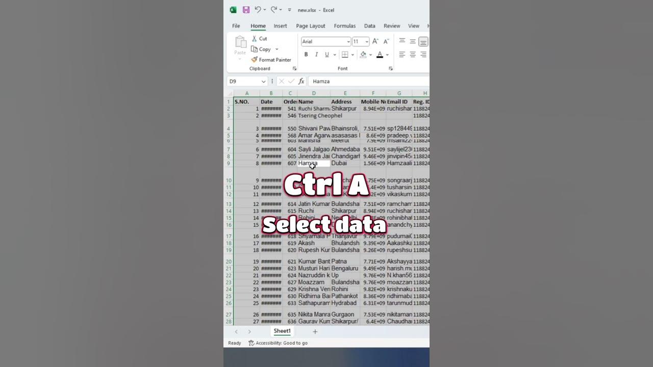 EXCEL SHORT TRICK #shortcut #EXCE - YouTube
