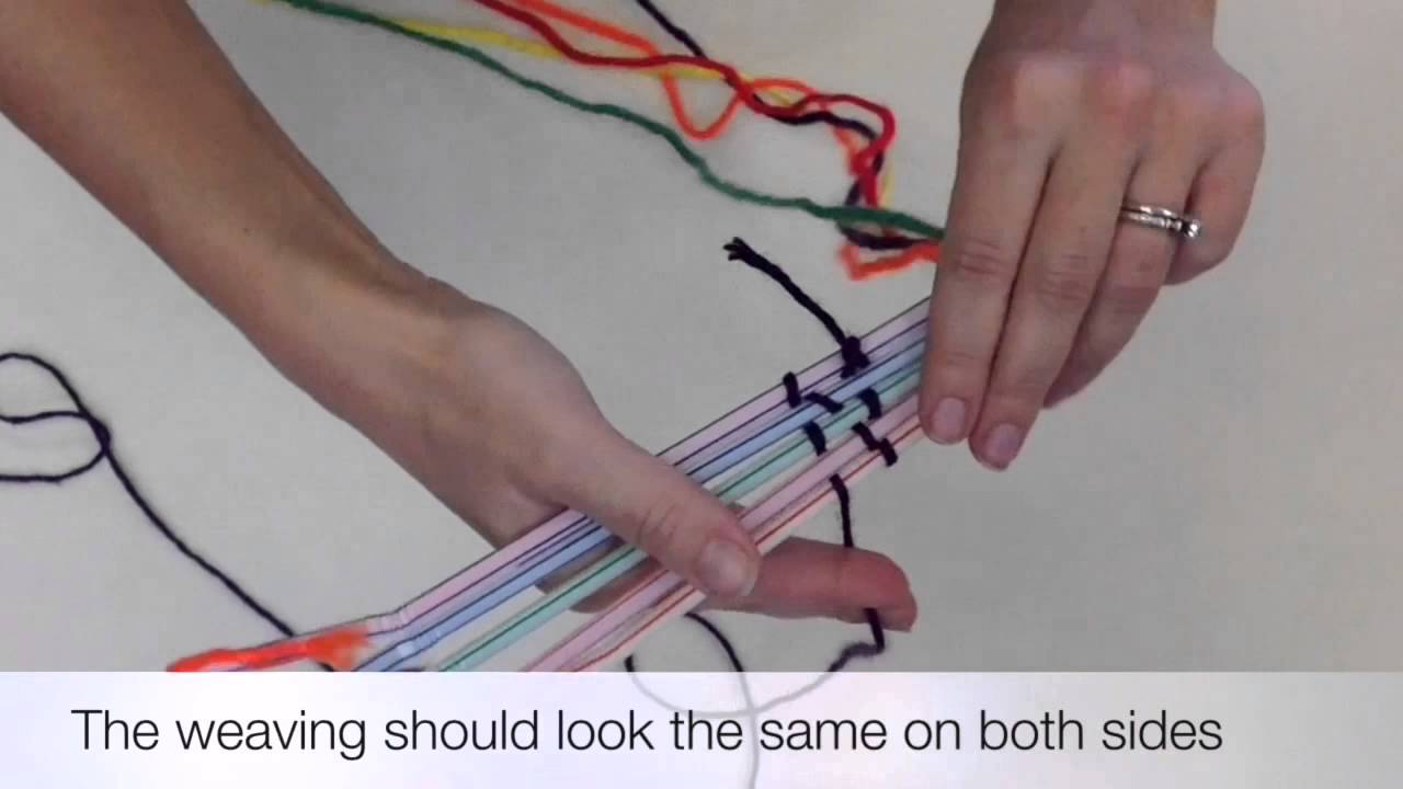 Weaving on a loom made from drinking straws short - YouTube