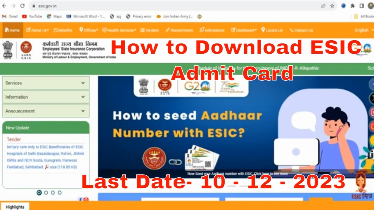 How to Download ESIC Admit Card 2023 | ESIC Pharmacist admit card ...