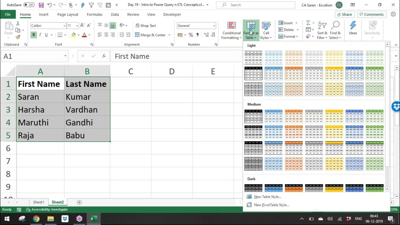 19. Power Query, ETL Concept - Full Ms-Excel Course - CA Saran Kumar U ...