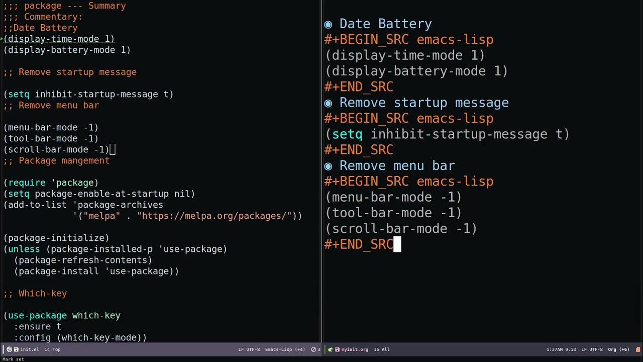 EMACS Org Init File ( Convert init.el To Org File For Cleaner Setup) - YouTube