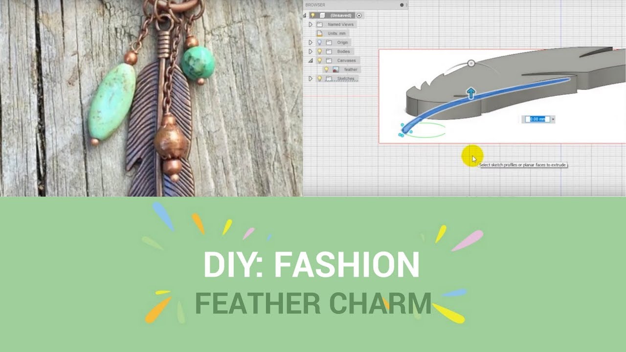 Fusion 360: Backpack Feather Charm - YouTube