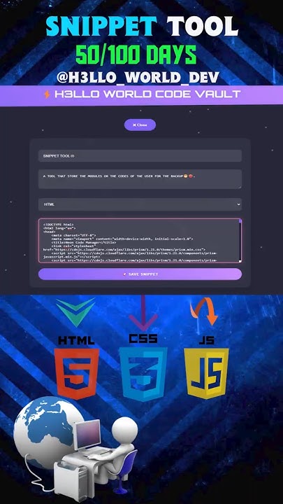 SNIPPET TOOL USING HTML, JS, CSS | Days :- 50 | 100 days project challange. #css #java #html # ...