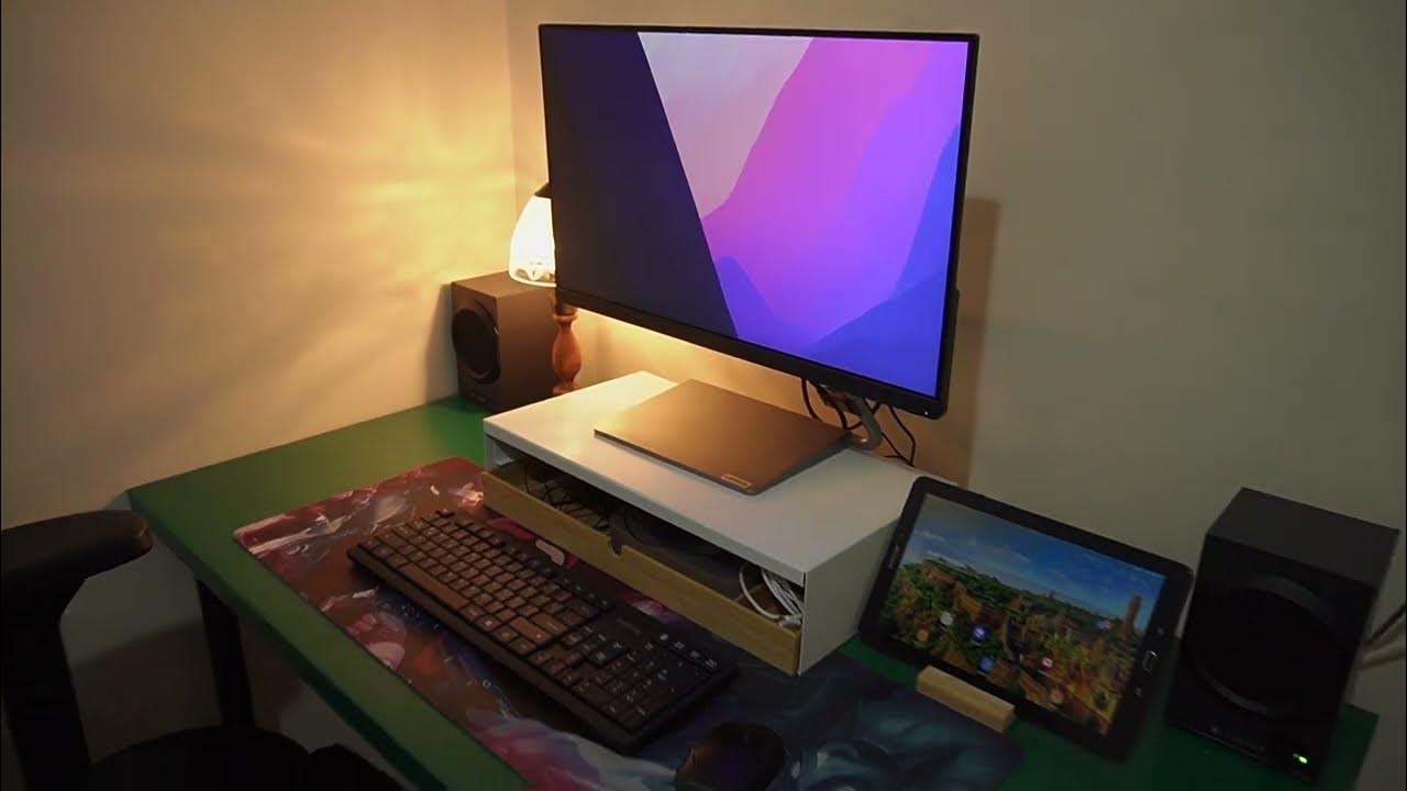 Ikea Elloven Monitor Stand with Drawer, Anthracite - Unboxing - YouTube