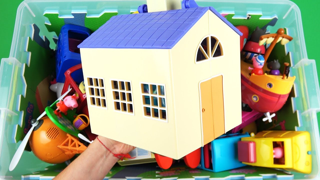 Learn characters, vehicles - Many Toys in box for kids from Peppa Pig ...