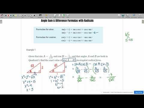 Angle Sum and Diff Formulas with Radicals - YouTube