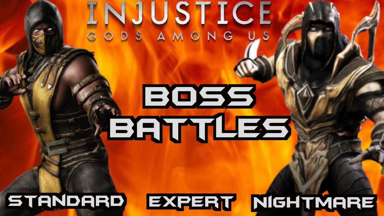 INJUSTICE MOBILE | MKX SCORPION CHALLENGE ALL BOSS BATTLES - YouTube