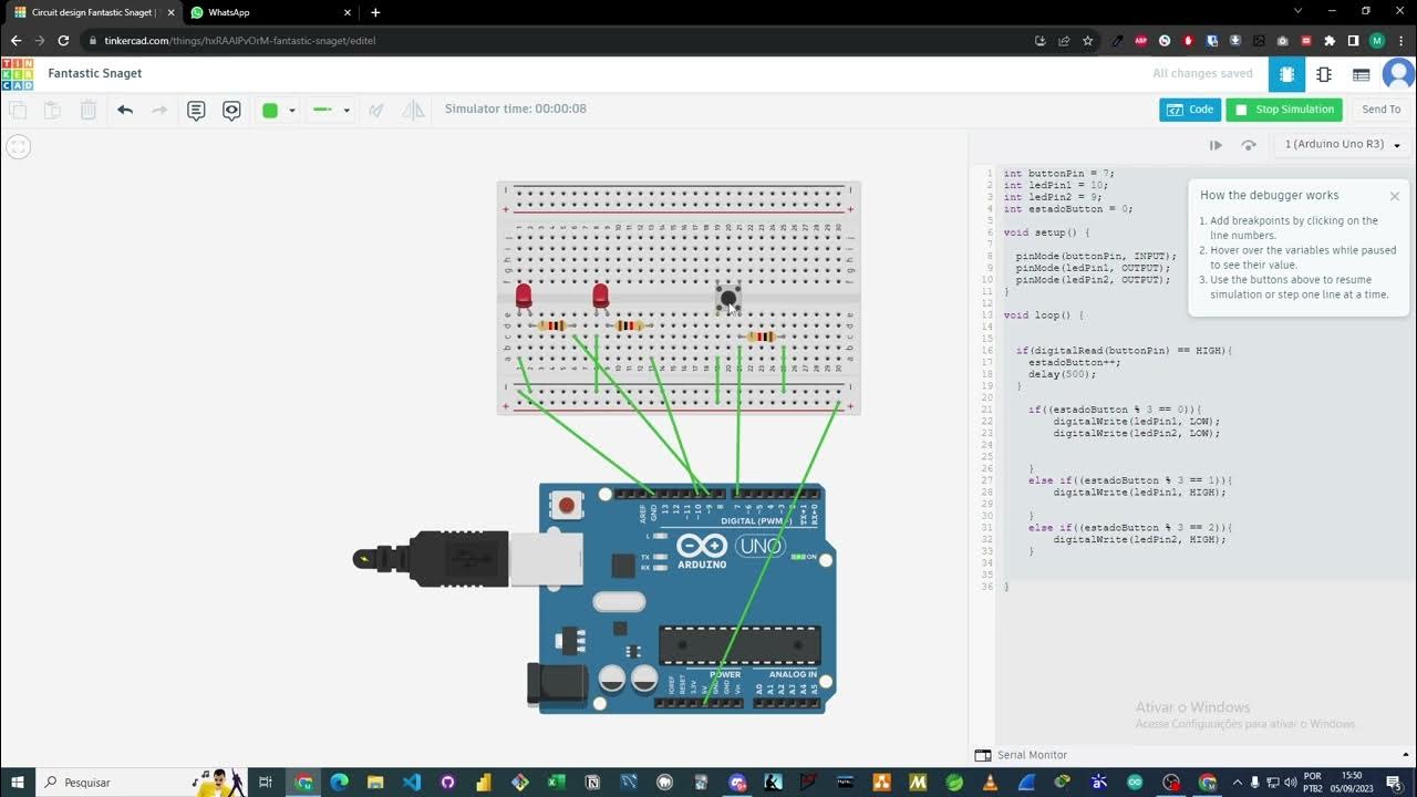 Controle de LEDs com Arduino: Demonstração do Algoritmo | Algoritmo 01 ...