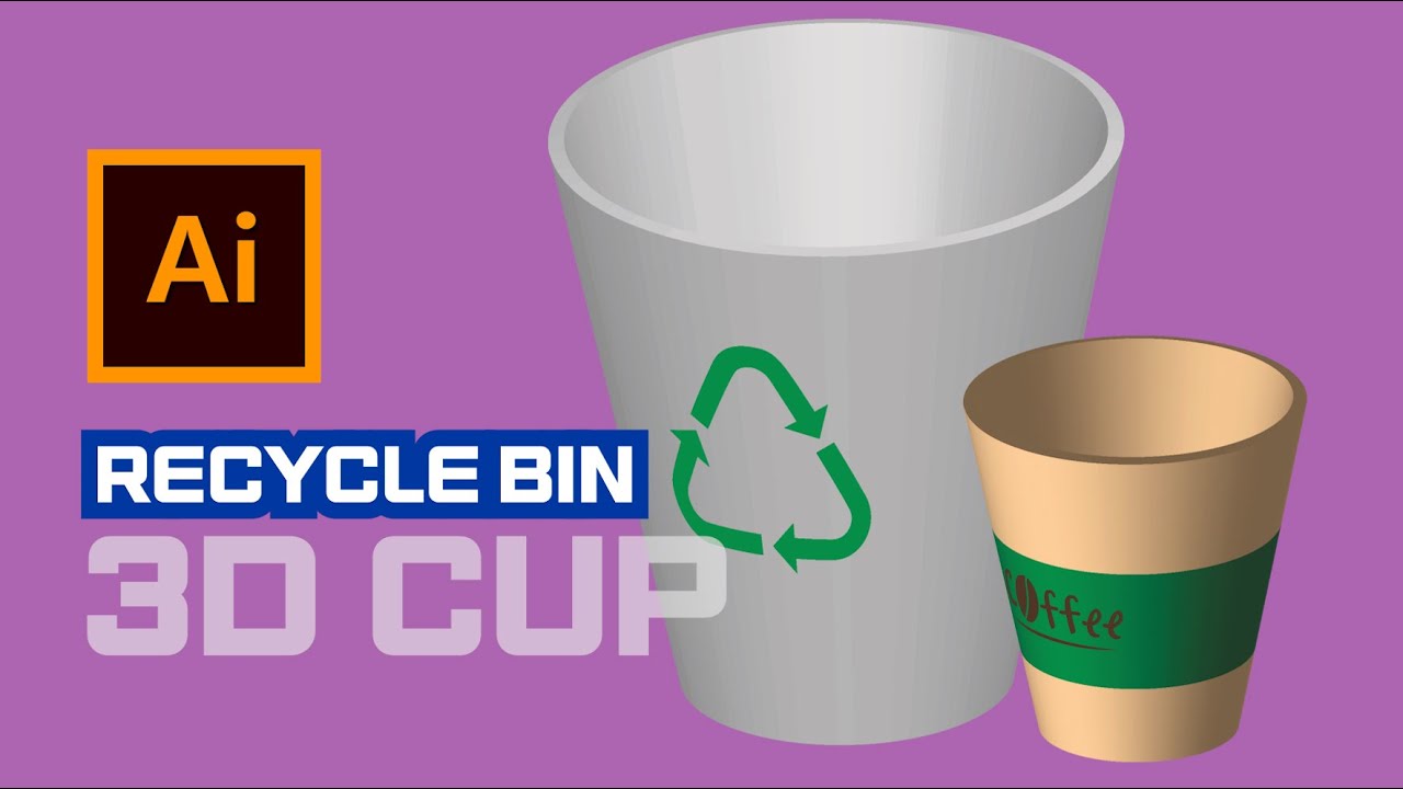 Adobe Illustrator - 3D Effects Recycle Bin, GTQ 일러스트 - YouTube