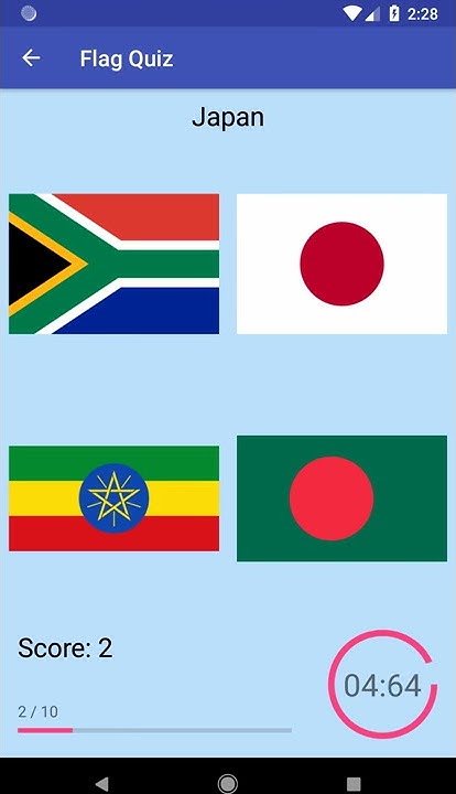 Android Flag Quiz app demo - YouTube