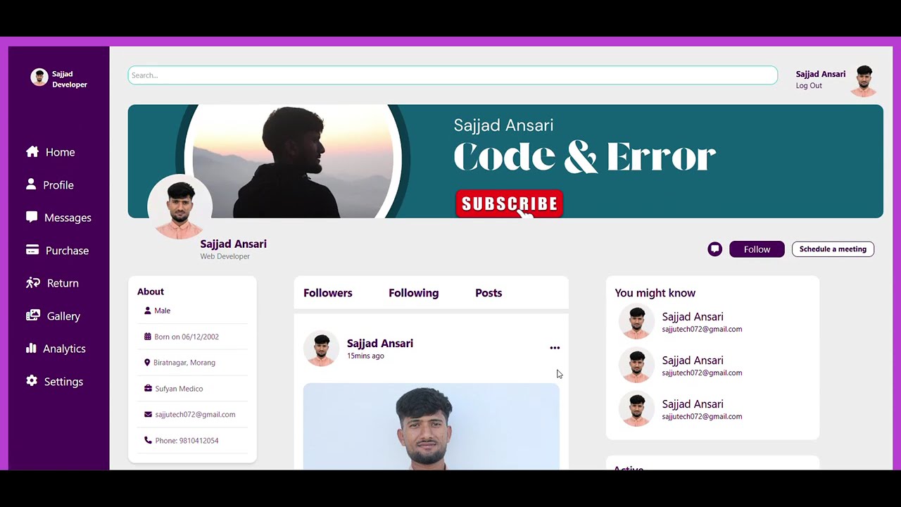 Responsive HTML Navbar with Search Bar & Services Section | Tailwind ...