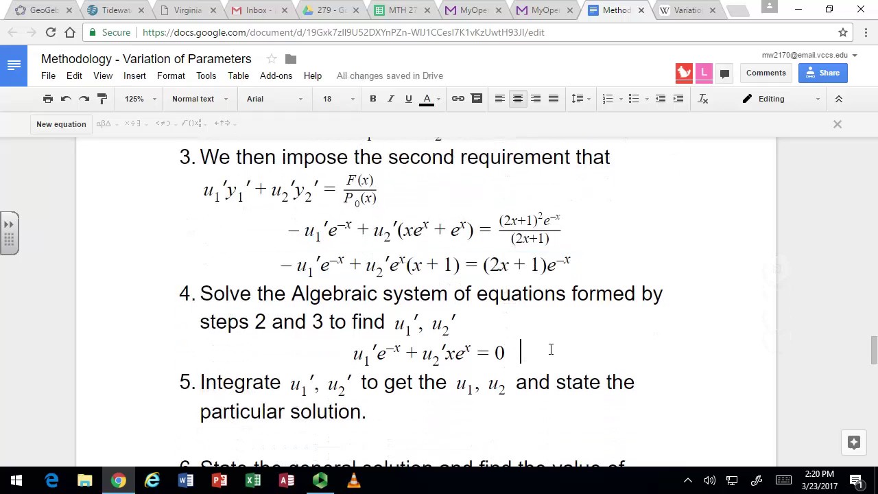 Variation Of Parameters Youtube