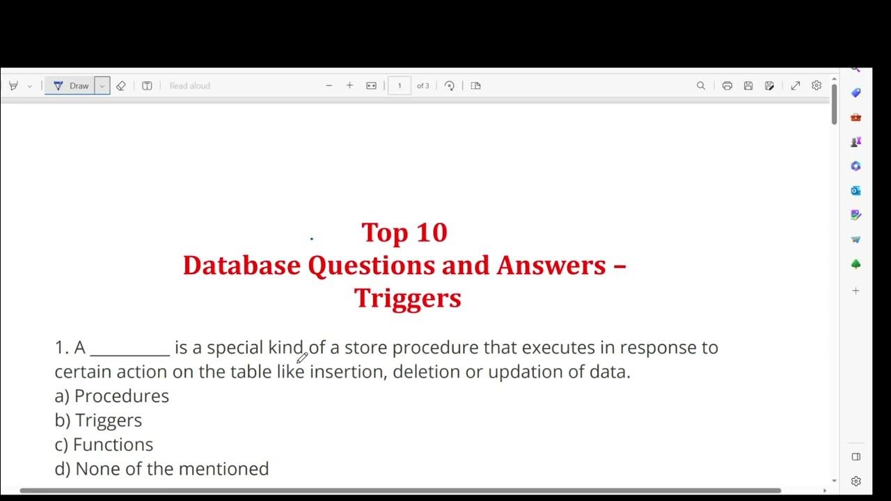 Database Questions & Answers MCQ | Triggers - YouTube