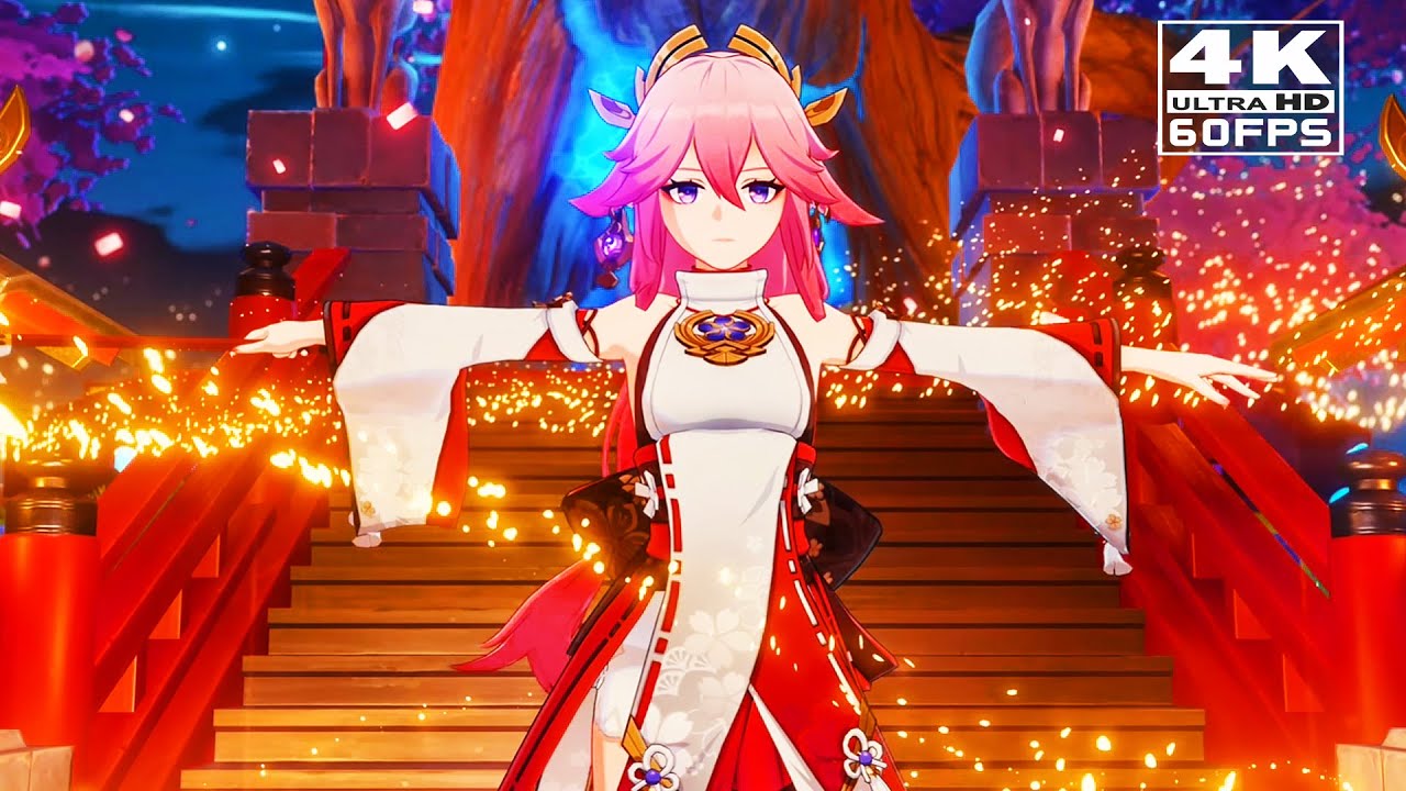 Yae Miko Shrine Ritual Dance Cutscene - Genshin Impact | Game CLIP - 4K ...
