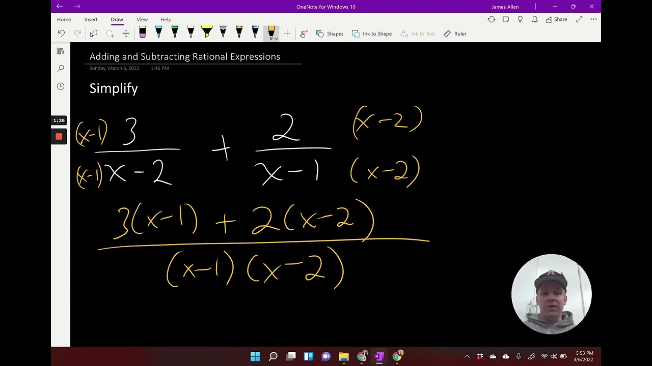 Adding Rational Expressions (1) - YouTube