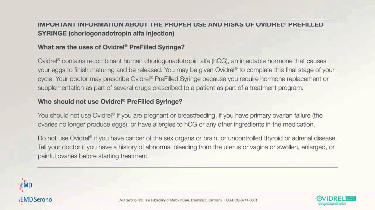Ovidrel® PreFilled Syringe Choriogonadotropin Alfa Injection ...