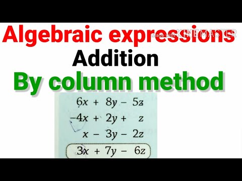 Addition of algebraic expressions by column method. - YouTube