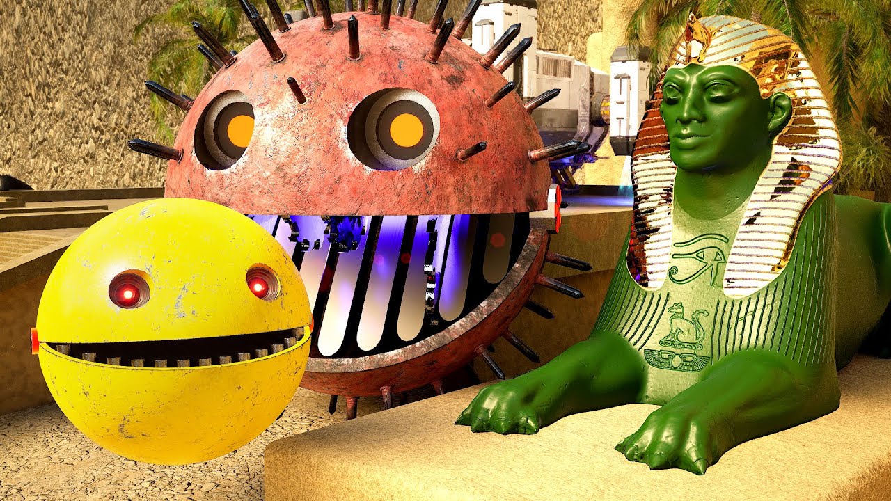 Pacman, Mecha Dog, and Flying Robot in a Thrilling High-Tech Labyrinth ...