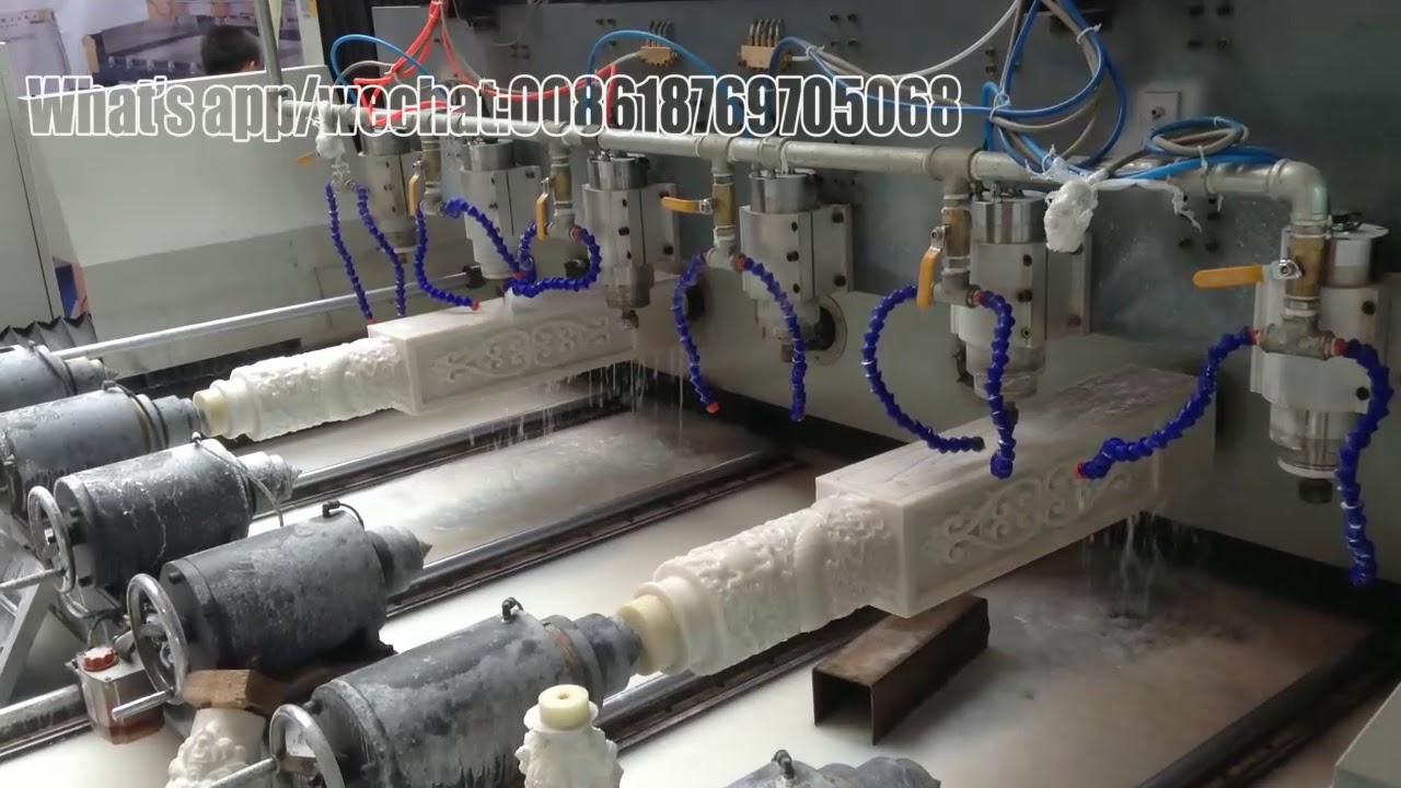 Stone railing,stone pillar engraving cnc for decoration industry - YouTube