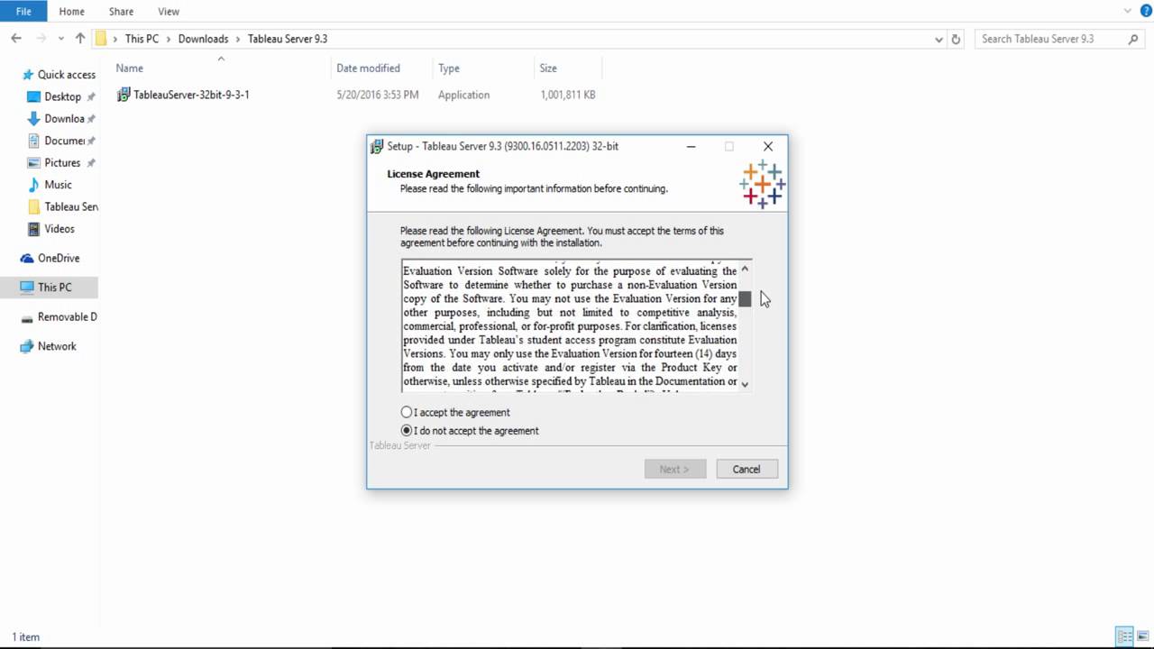 Which partitionto install tableau server - gsepod