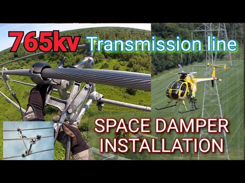 Space damper installation # 765kv transmission line - YouTube
