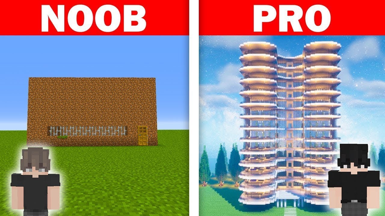 NOOB vs PRO: Hotel Building Challange in Minecraft! - YouTube