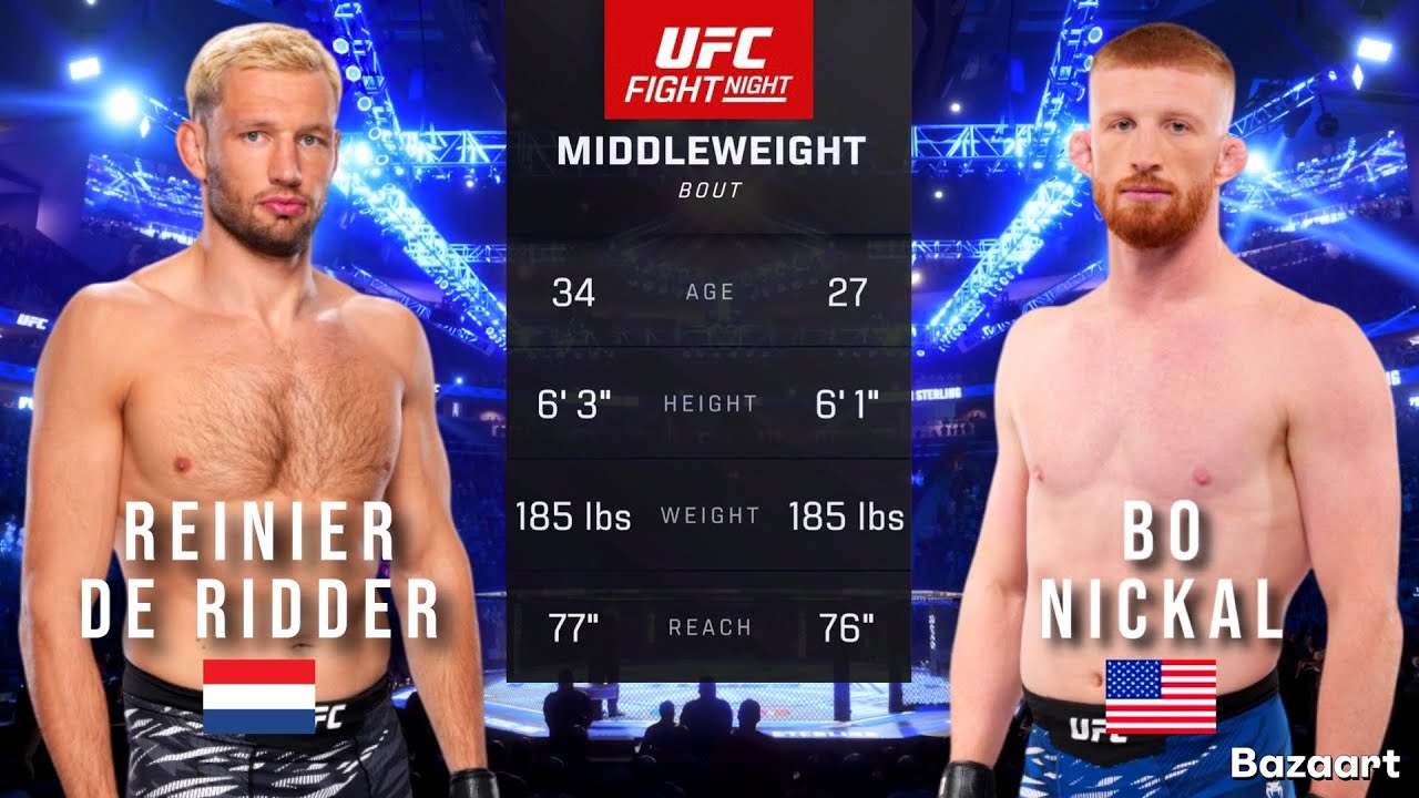 REINER DE RIDDER VS BO NICKAL FULL FIGHT UFC ON ESPN 67 - YouTube