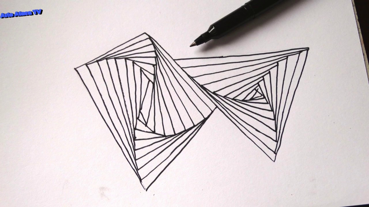 Linhas Retas com Ilusão 3D Perspetiva da Mente - Desenho de Satisfação ...