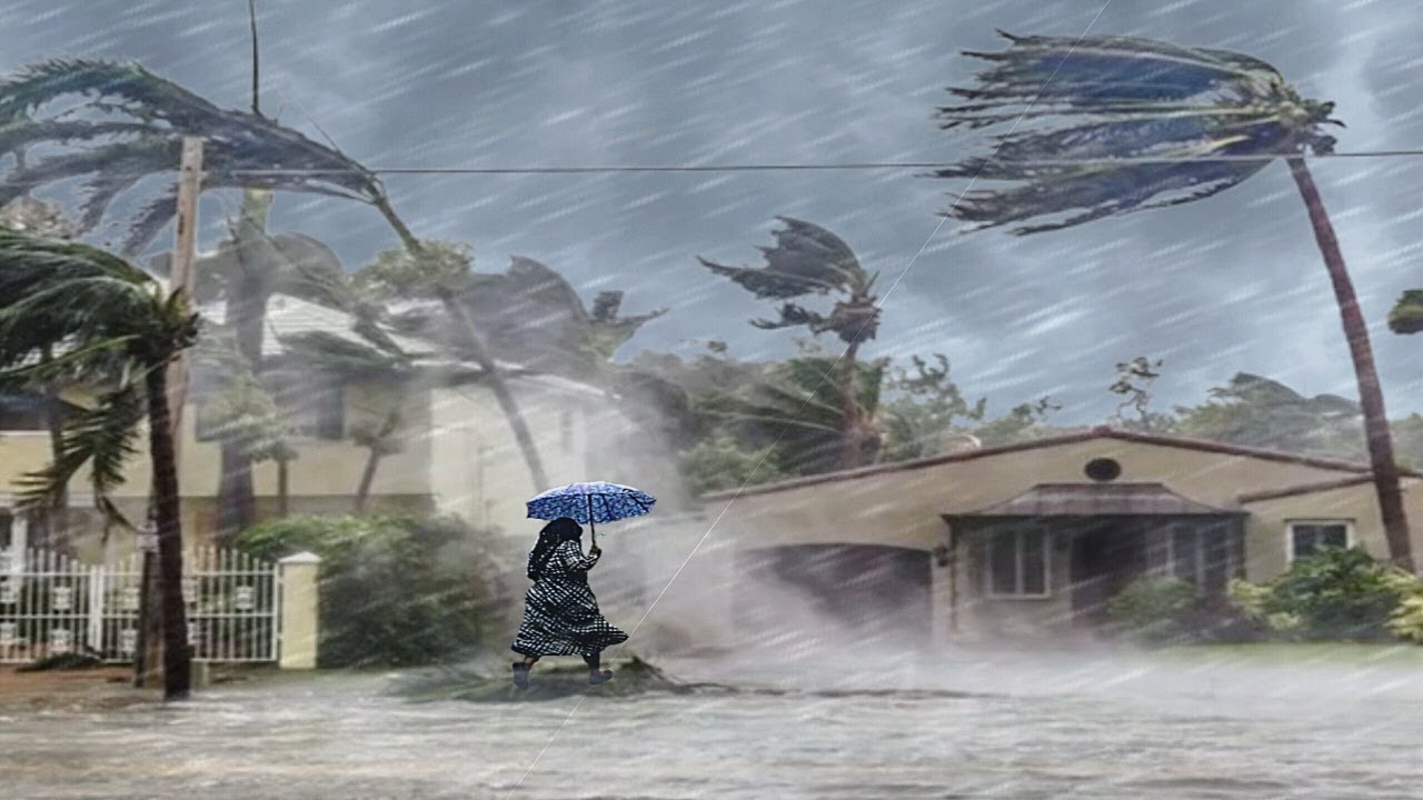Heavy Rain and Strong Wind Storms Hit Village Life | Walking Amid Heavy ...