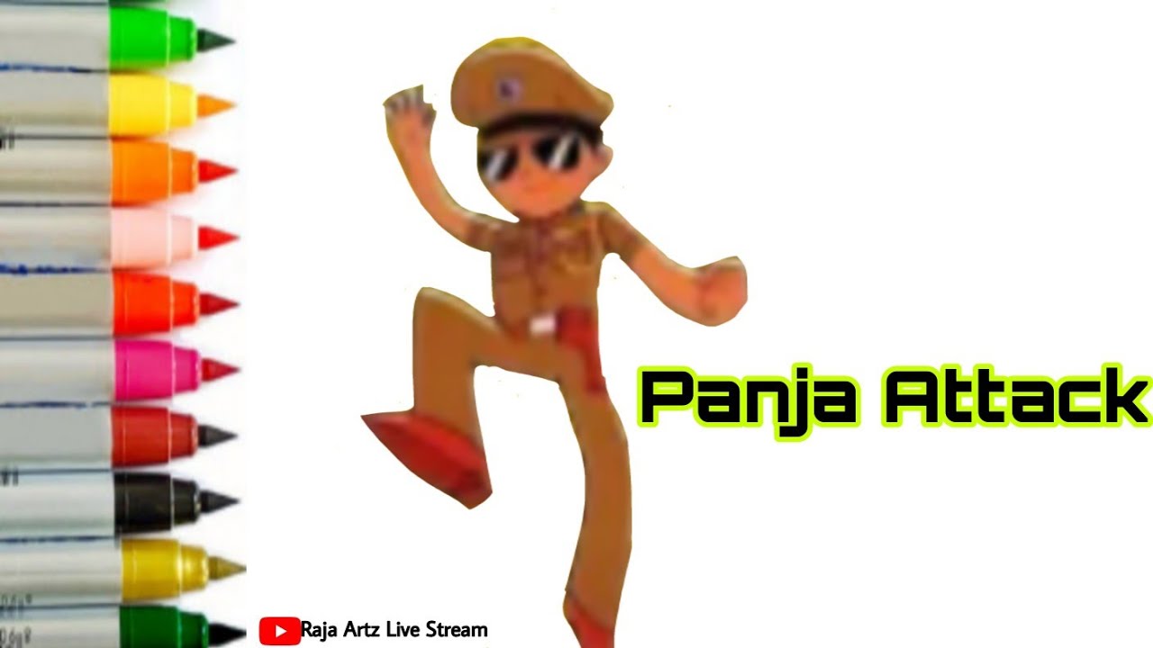 Little singham 🦁 panja attack drawing, Colouring ️💚💜 ️ painting drawing ...