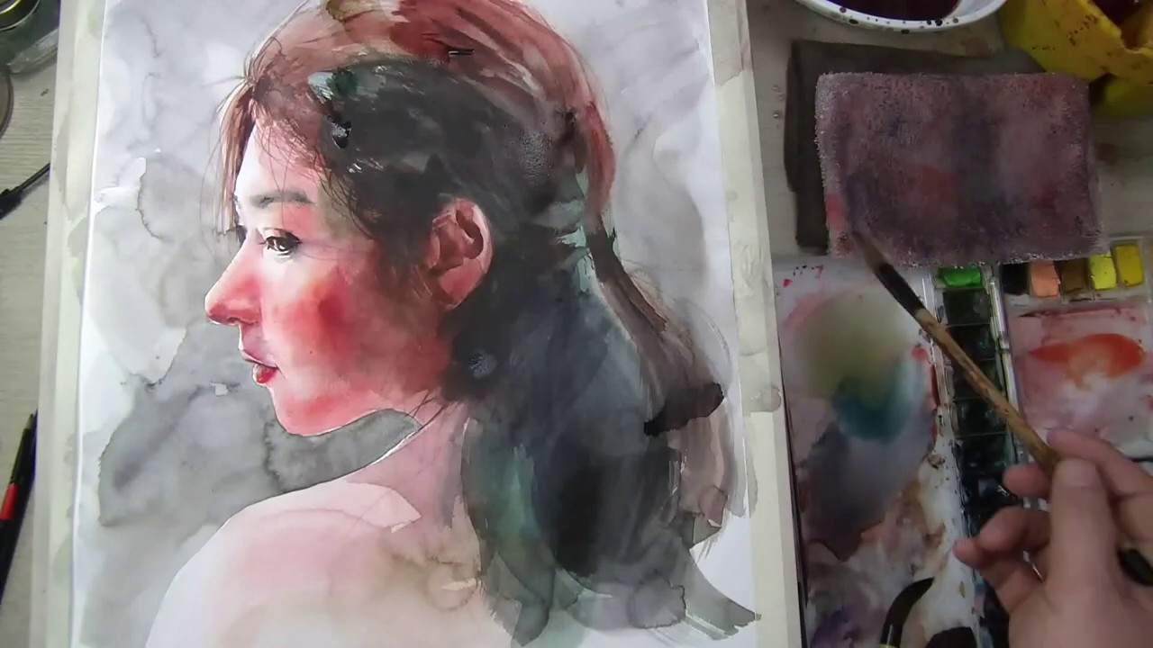 Watercolor paintings / portrait Demo / kent paper - YouTube