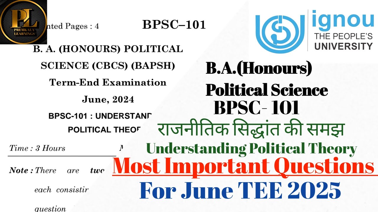 BPSC-101 Most Important Questions For June 2025 TEE | BPSC/BAPSH/CBCS ...