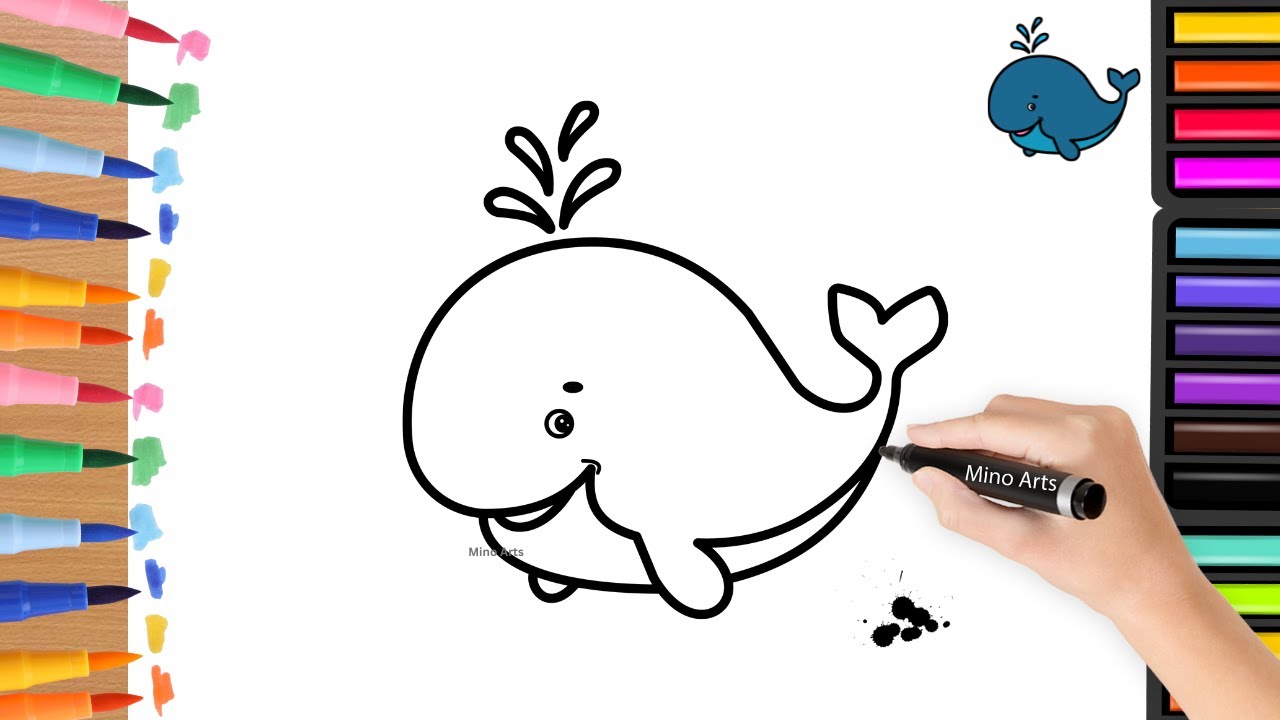 Baby Whale Drawing || How to Draw Baby Whale Easy Step by Step ...
