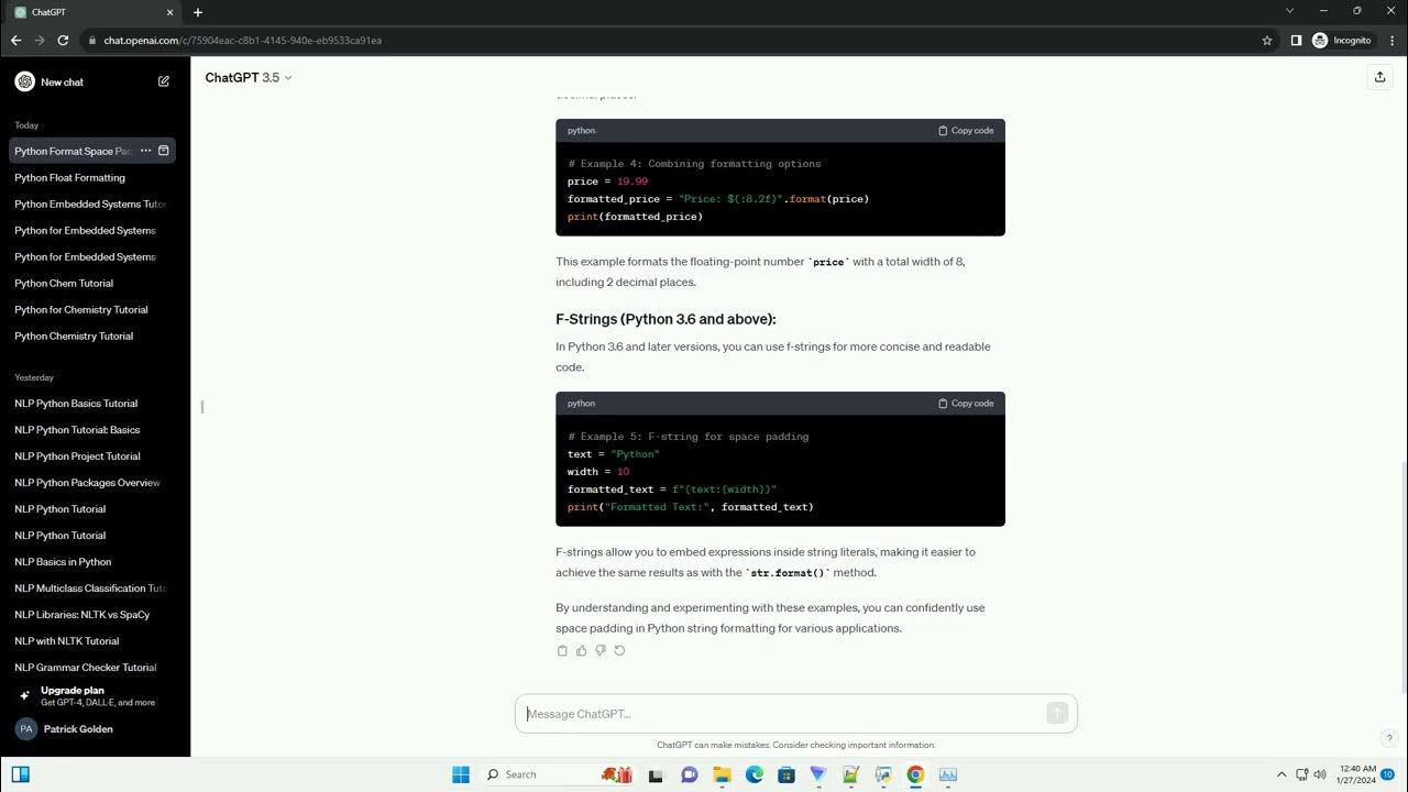 python format space padding - YouTube