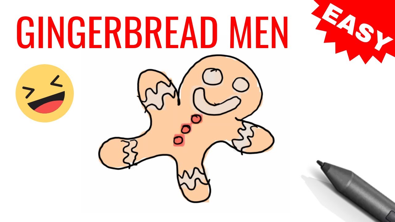 How To Draw a Gingerbread Man - Step By Step Drawing Guide - YouTube