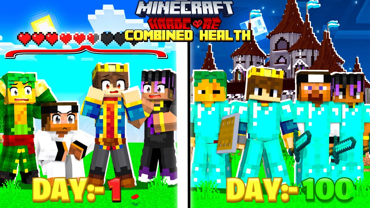 THE END - 100 Days But Our HEALTH IS COMBINED in Hardcore Minecraft 😰 ...