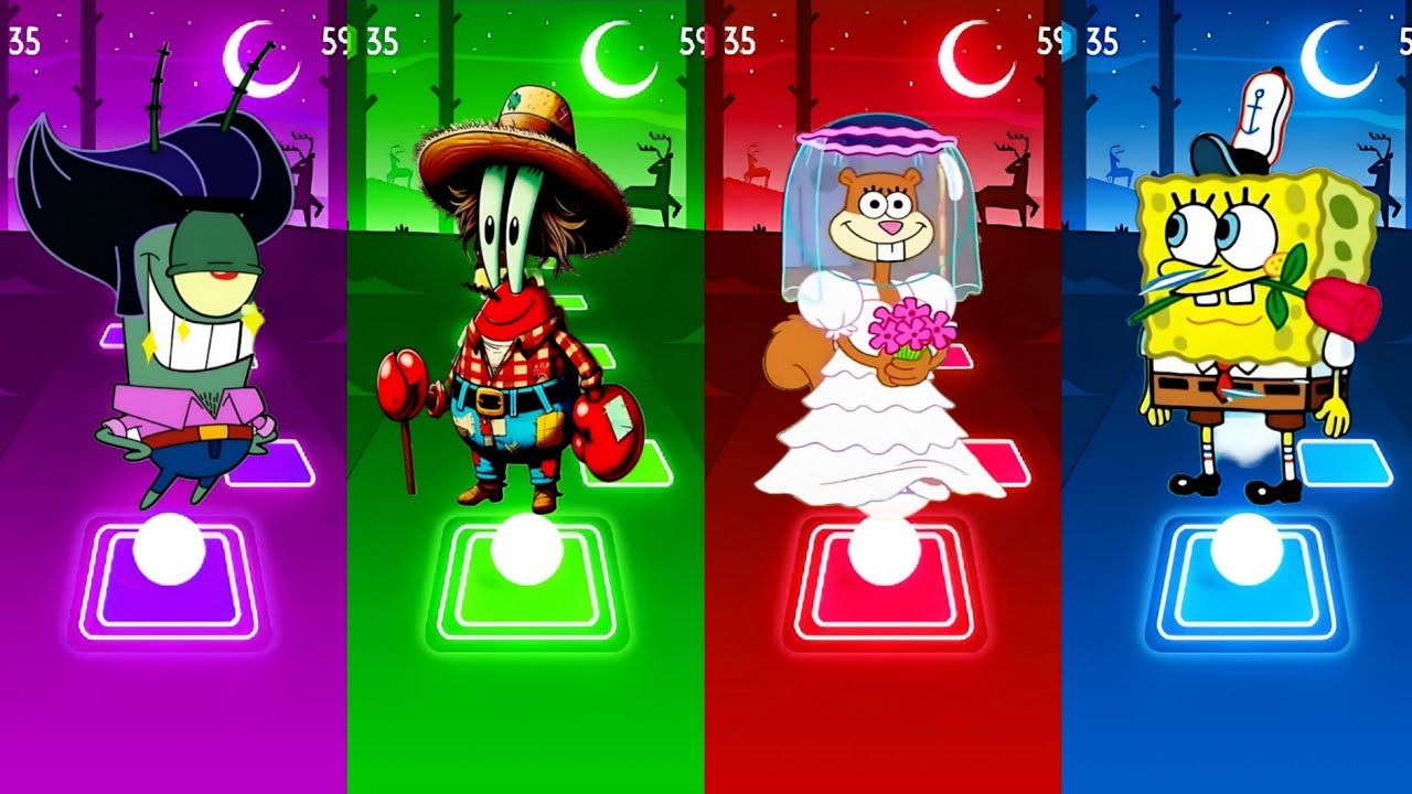 ⚡️ Epic Tiles Hop 4 Color BattleSpongeBob EXE vs Patrick EXE vs Sandy ...