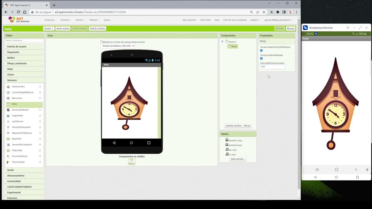 Uso del Reloj en App Inventor - YouTube