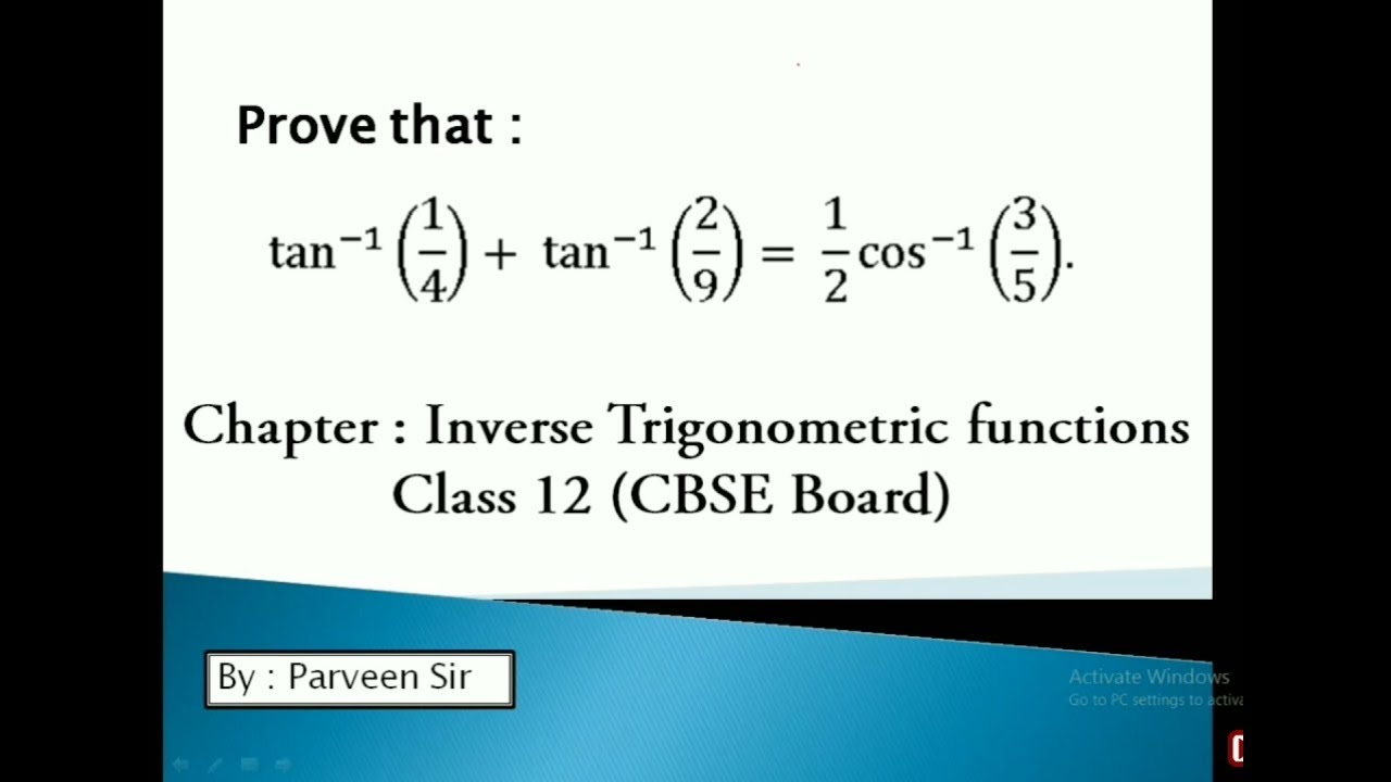Inverse Trigonometric functions Class 12 Chapter 2 || Class 12 NCERT ...