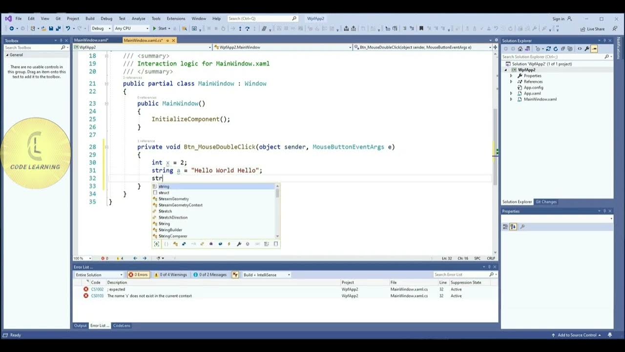 WPF | String functions 'Split() #5' | CodeLearning - YouTube