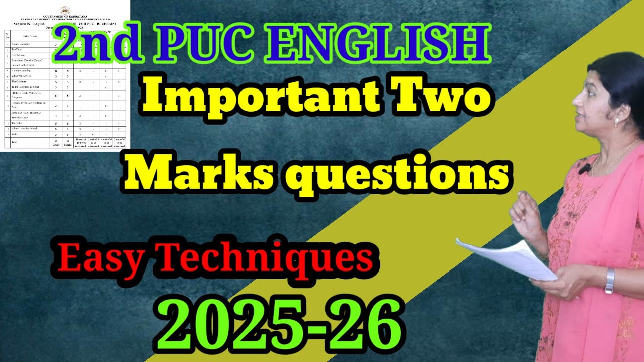 Important Two marks question answers | 2nd PUC English - YouTube