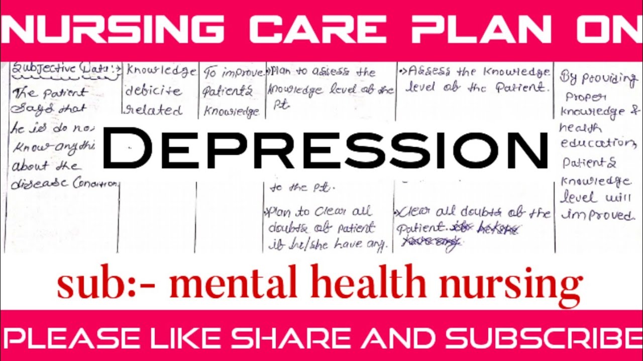 Nursing care plan on Depression // psychiatrics/mental health nursing ...