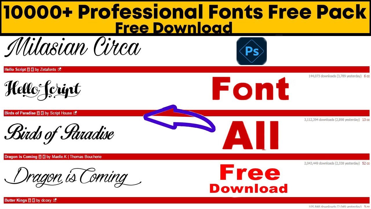 10000+Professional Fonts Download and Install In Photoshop // Photoshop ...