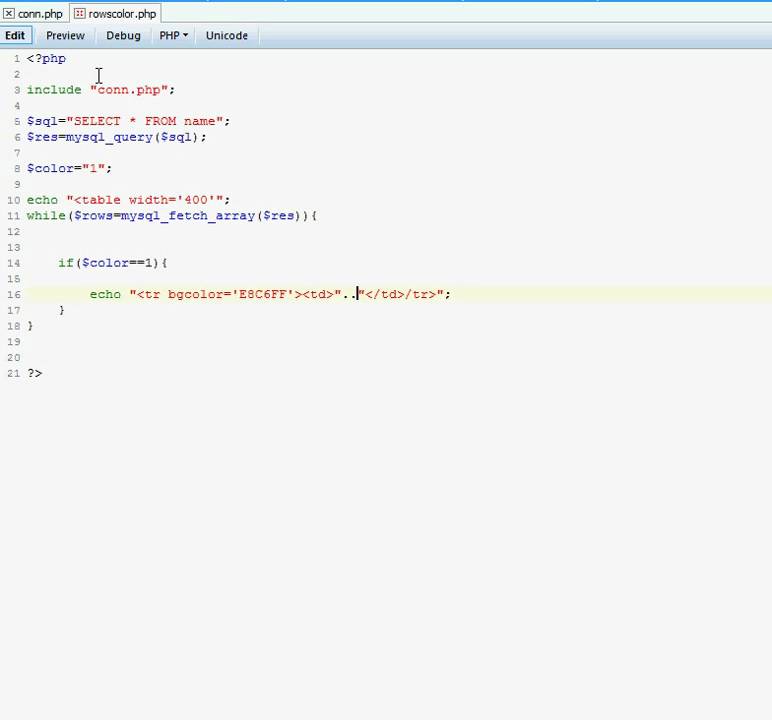 php tutorial - alternating rows colors - YouTube