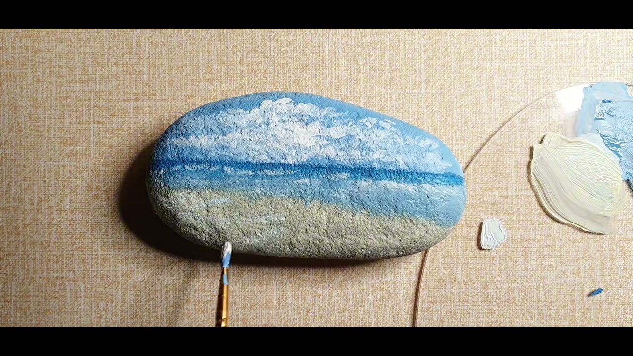 How to Paint on Stone | Acrylic paints | landscape | step by step - YouTube