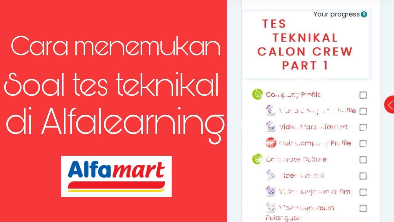 Cara menemukan soal tes teknikal di Alfa learning pada saat suda login ...