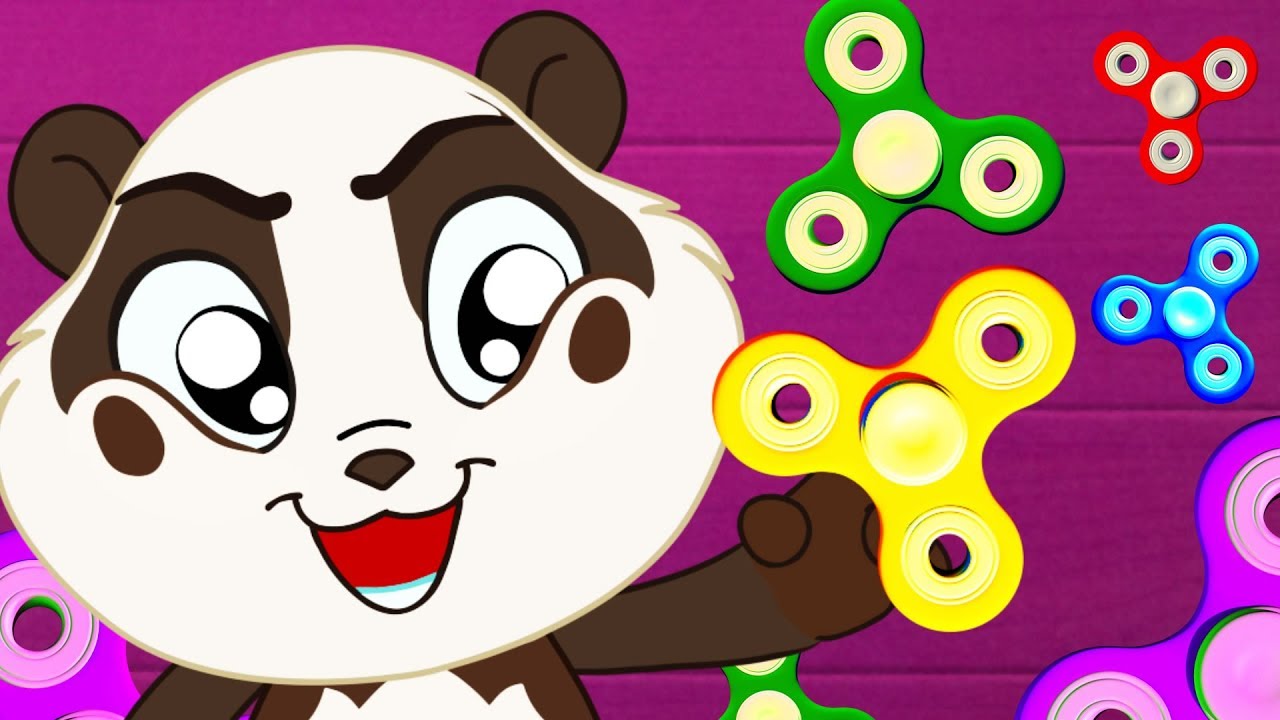 Panda Bo Plays with Fidget Spinners - Animation for Kids - YouTube