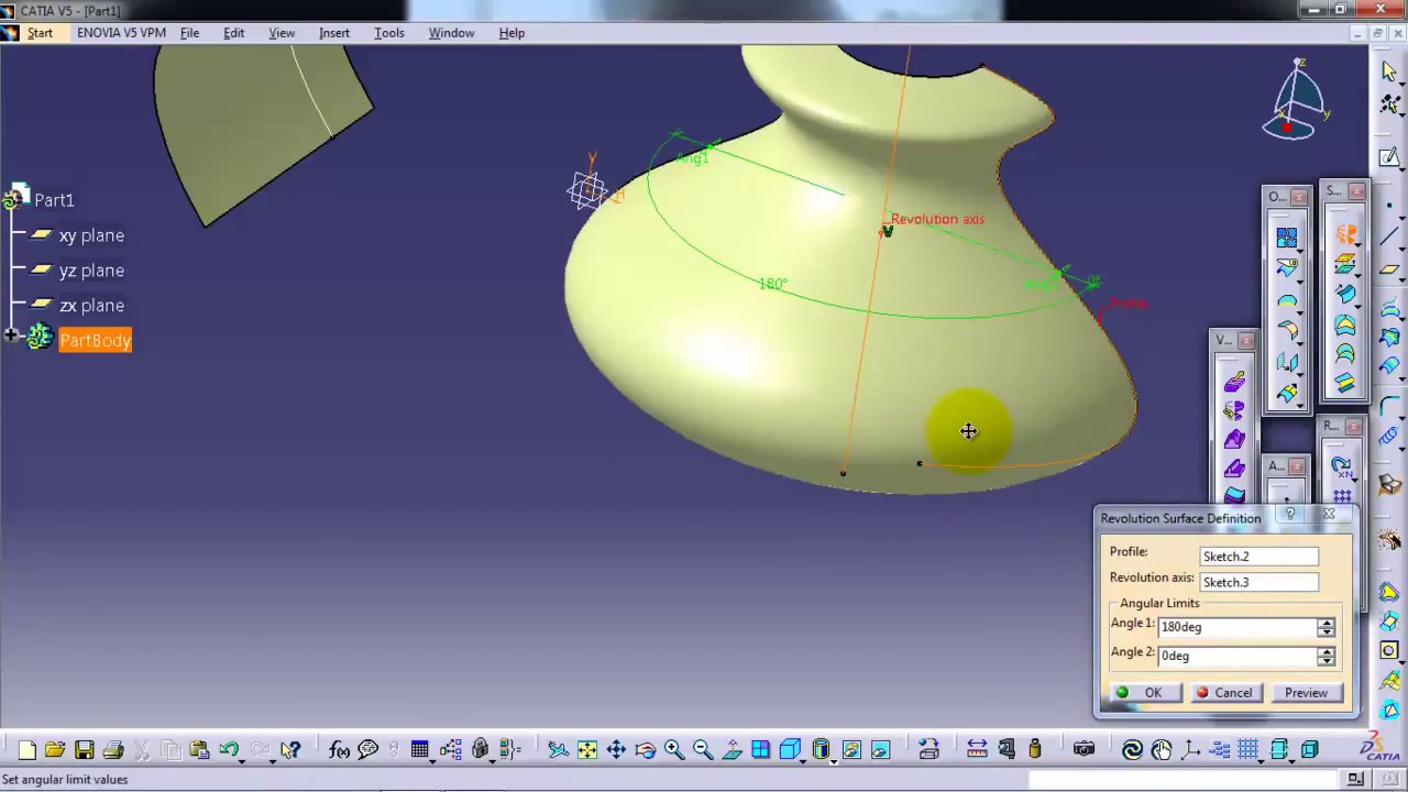 Surface in catia Part 3 Extrude - Revolve - Sphere - Cylinder - YouTube