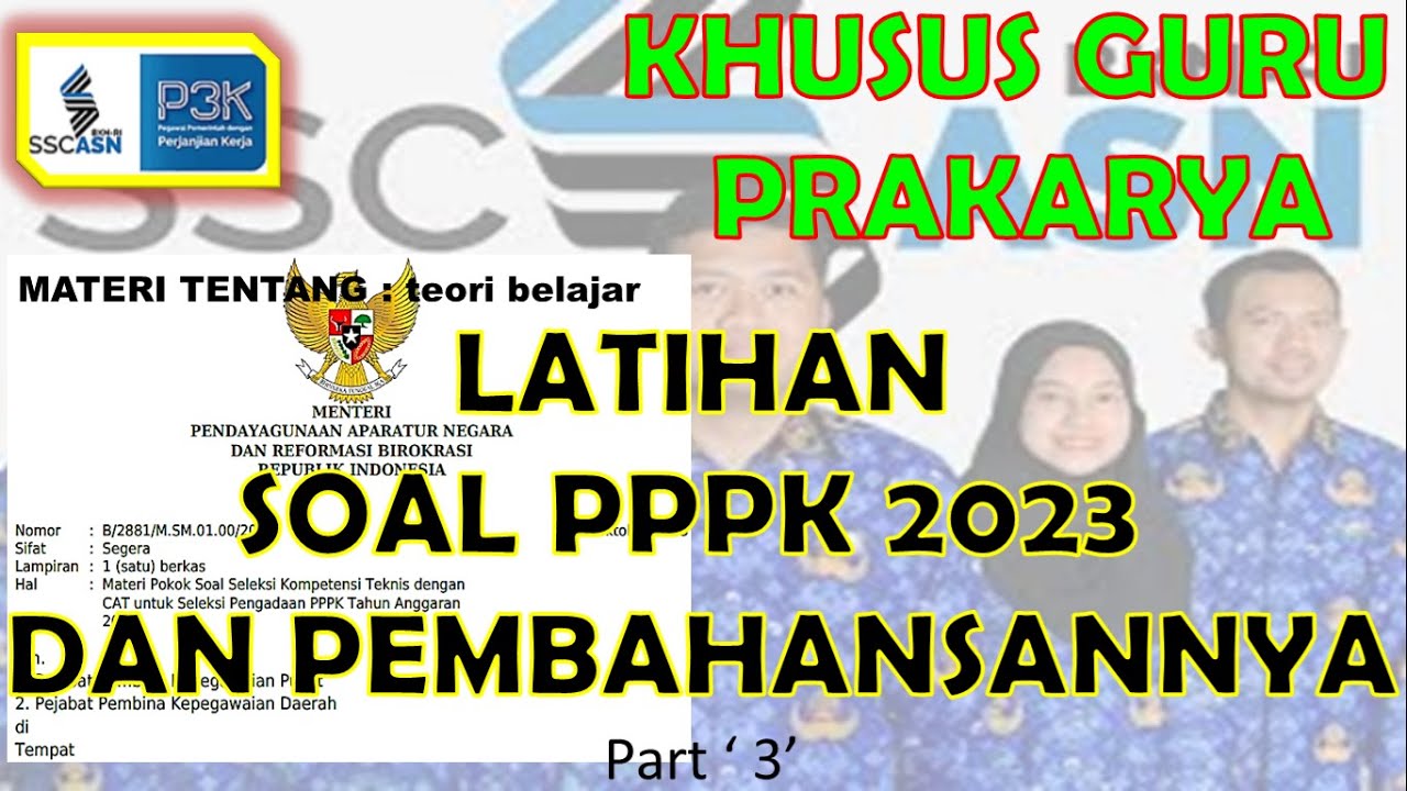 LATIHAN SOAL PPPK TAHUN 2023 " KHUSUS GURU PRAKARYA " PART 3 - YouTube