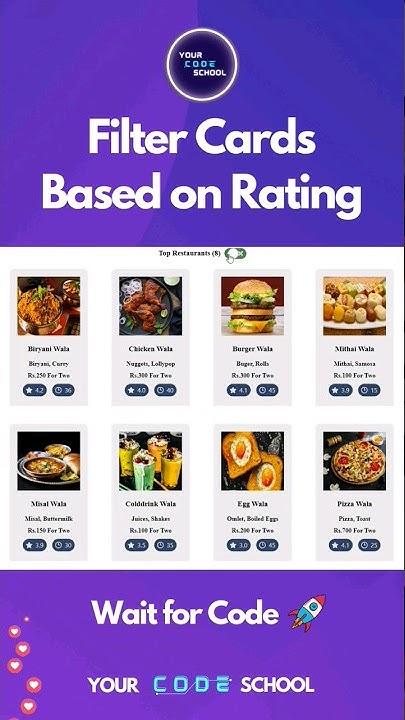 Filter cards based on Rating using react Js code 👨🏼‍💻🤩| Your Code School #yourcodeschool # ...